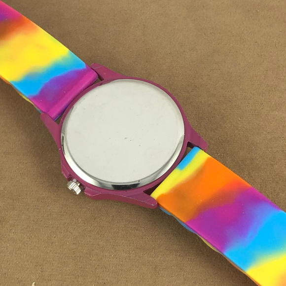 Geneva | Accessories | Rainbow Geneva Multi Color Silver Pink Watch ...
